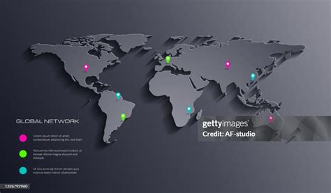 World Map With Map Pin Icons Infographic High Res Vector Graphic Getty Images