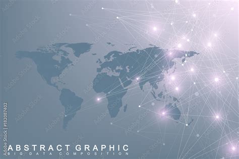 Political World Map With Global Technology Networking Concept Digital Data Visualization Lines