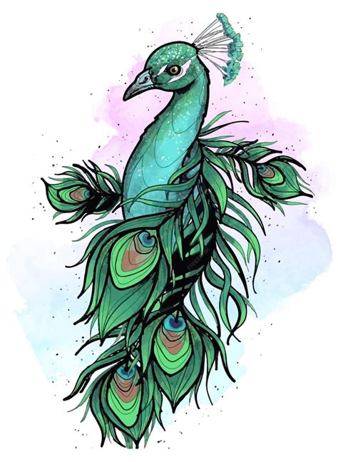 Premium Vector Decorative Peacock Doodle