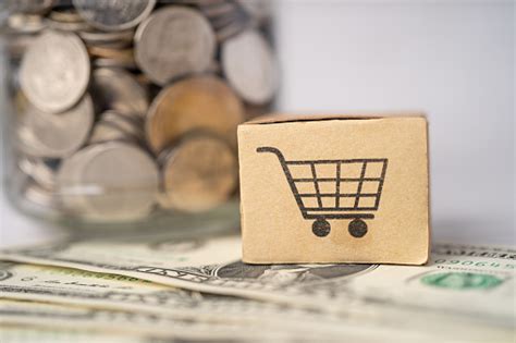 미국 달러 지폐 배경 상자에 쇼핑 카트 로고 은행 계좌 투자 분석 연구 데이터 경제 거래 비즈니스 수입 수출 온라인 회사 개념 0명에 대한 스톡 사진 및 기타 이미지