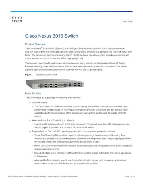 PDF Cisco Nexus 3016 Switch Data Sheet Andovercg Com The Cisco Nexus 3016 Switch