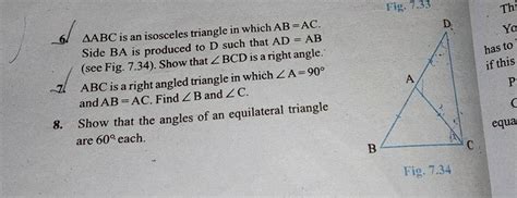 Abc Is An Isosceles Triangle In Which Ab Ac Side Ba Is Produced To D Su