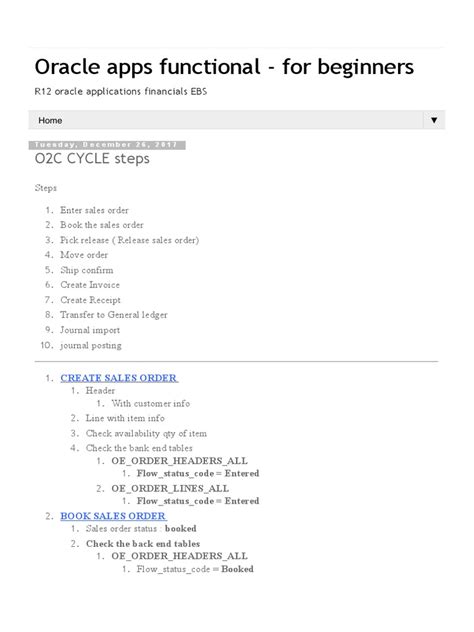 Oracle Apps Functional For Beginners O2c Cycle Steps Pdf Pdf