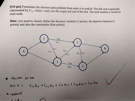 10 Ptsl Formulate The Shortest Path Problem From Node