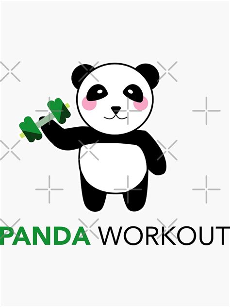 Cute Funny Panda Workout With Dumbbell In Hand Sticker For Sale By