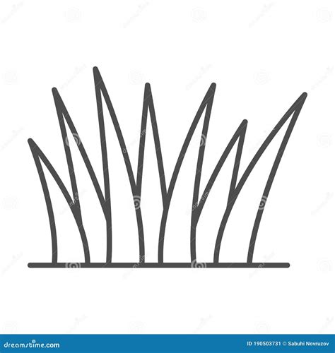 Grass Thin Line Icon Nature Concept Lawn Sign On White Background