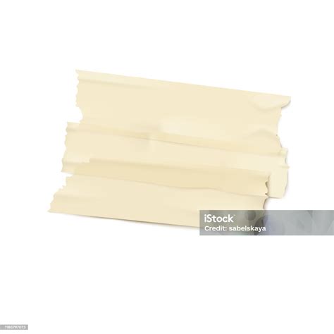 서로 위에 붙어 노란색 마스킹 덕트 테이프 스트립 현실적인 사용 오래된 종이 질감과 끈적 끈적한 접착제 조각의 층 3가지 개체에 대한 스톡 벡터 아트 및 기타 이미지