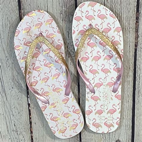 Atmosphere Shoes Atmosphere Gold Sparkle Pink Flamingo Flip Flops78