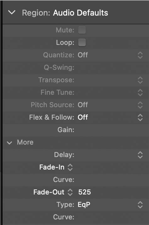 automatic equal power crossfade applied when cutting an audio region