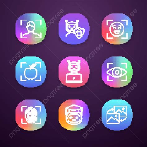 machine learning app icons set gradient digital deep vector gradient