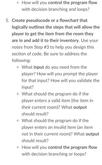 Solved Create A Text Based Adventure Game That Includes