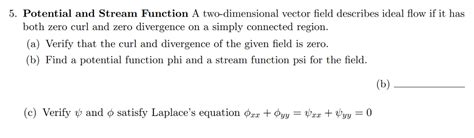 Solved 5 Potential And Stream Function A Two Dimensional