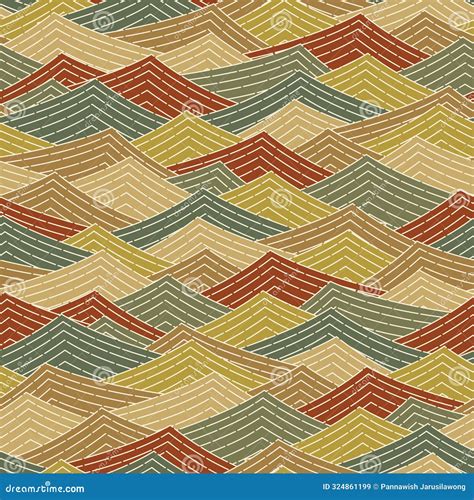 Japanese Line Fan Flower Vector Seamless Pattern
