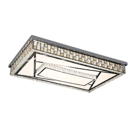 Modern 2 Layer Rectangle Flushmount Inserted Crystal Led Flush Ceiling
