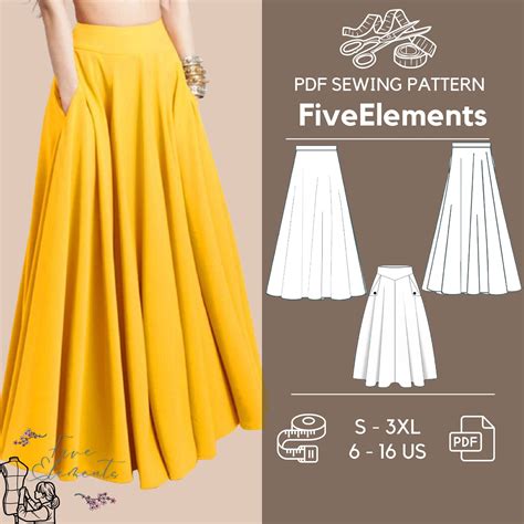 Women Maxi Skirt Pdf Sewing Pattern Bundle High Waist Skirt Etsy Uk