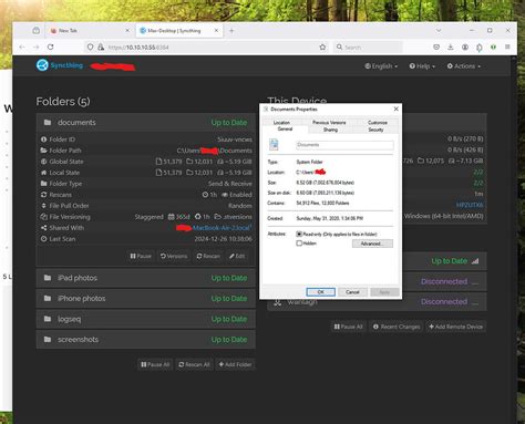 syncthing folder not syncing correctly despite up to date status