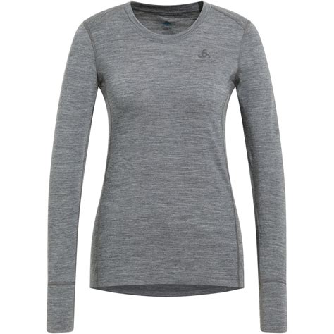 Odlo Natural Merino 200 Crew Neck Long Sleeve Base Layer Top Women Odlo Steel Grey Melange