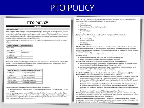 Editable PTO Policy Template Employee Time Off HR Form Digital Download Policy Template