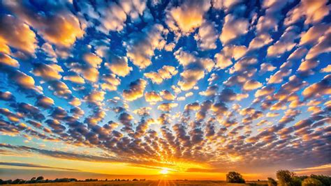 Breathtaking Sunset Landscape With Scattered Altocumulus Clouds Rural