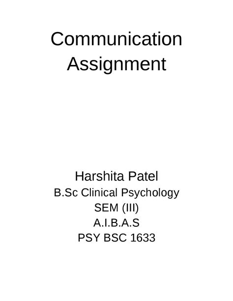 Assignment For Effective Communication Docsity