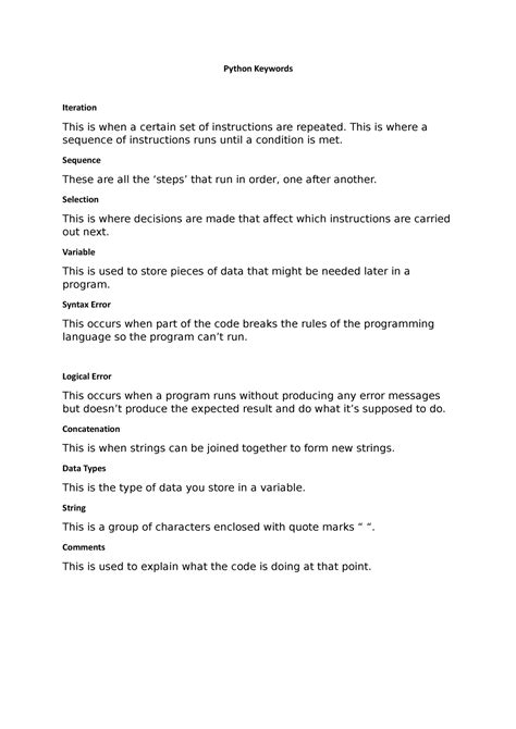 Python Keywords Python Keywords Iteration This Is When A Certain Set