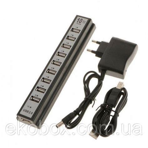 Розгалужувач Usb Hub на 10 портів з активною зарядкою 220v Розгалужувач юсб Хаб Pv 512 для