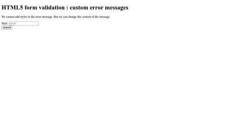 Html5 Form Validation Custom Error Messages