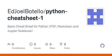 Github Edjoelbotellopython Cheatsheet 1 Basic Cheat Sheet For Python Pdf Markdown And