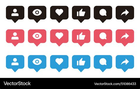 Set Of Generic Social Media User Interface Icons Vector Image