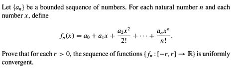 Solved A Let An Be A Bounded Sequence Of Numbers For Each Chegg Com