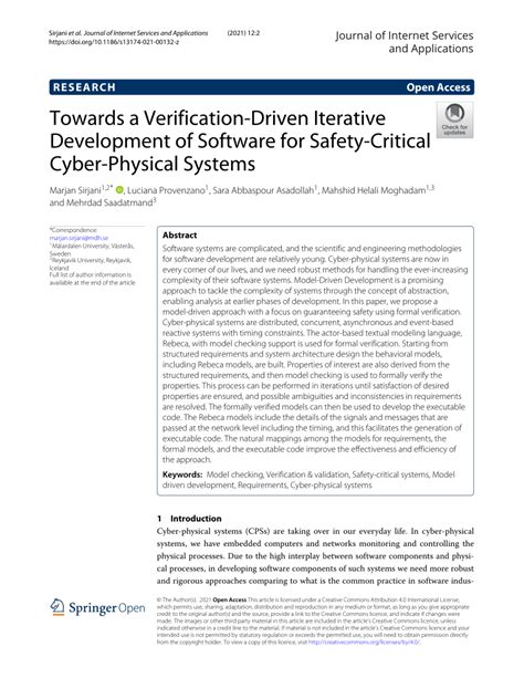 Pdf Towards A Verification Driven Iterative Development Of Software For Safety Critical Cyber
