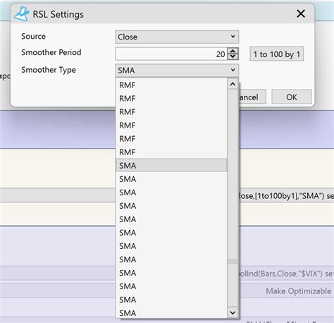 Empty Optimization Parameters For Rsl Indicator Wealthlab