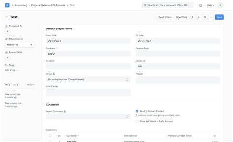 Provision To Just Send Accounts Receivable Reports Using Process