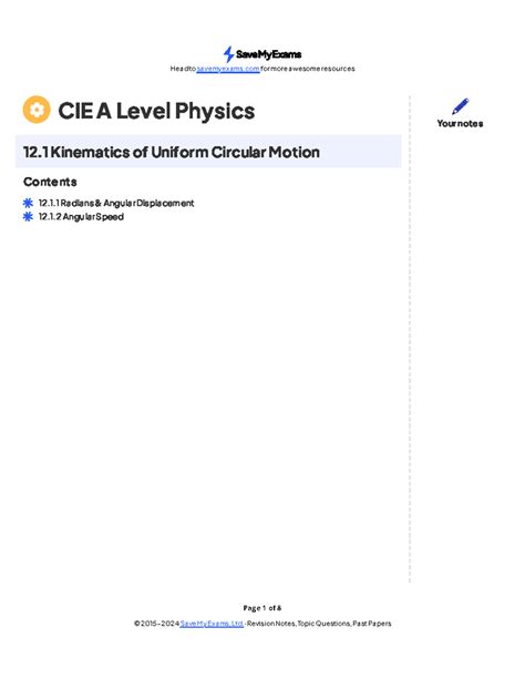 12 1 Kinematics Of Uniform Circular Motion Page 1 Of 8 Cie A Level