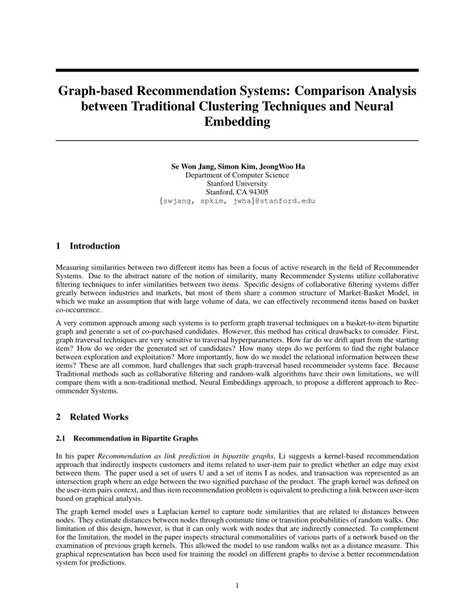 PDF Graph Based Recommendation Systems Comparison Analysis Snap Stanford Edu Class Cs W