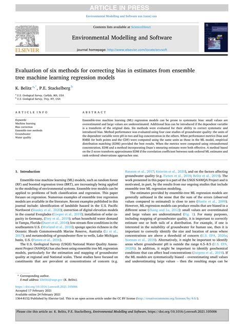 Pdf Evaluation Of Six Methods For Correcting Bias In Estimates From