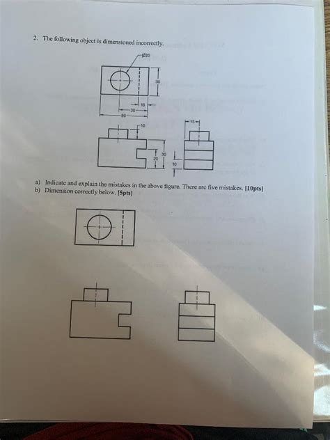 Solved 2 The Following Object Is Dimensioned Incorrectly