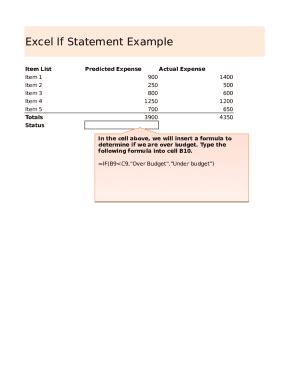 Excel If Statement Example Form PdfFiller