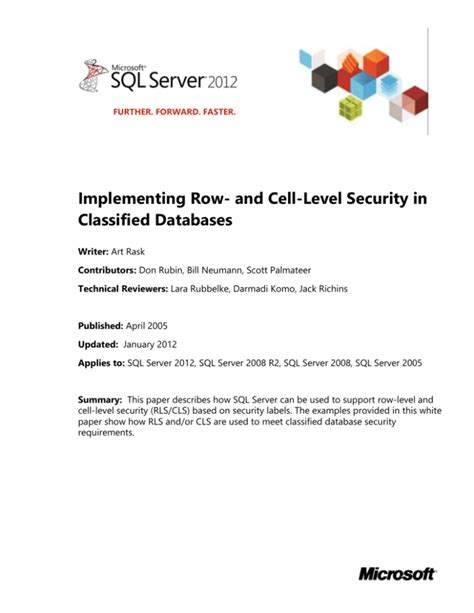 Implementing Row And Cell Level Security In Classified Databases