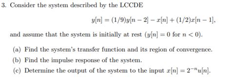 solved consider the system described by the lccde y[n]