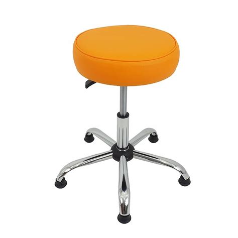Taboret Obrotowy Zeta Ekoskóra Pomarańczowa Podstawa Chrom Stopki