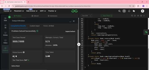 Solved Add Two Numbers Problem On Gfg With 100 Accuracy Khushi
