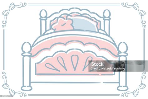 꿈꾸는 듯한 여성스러운 파스텔 톤 침대 그림입니다 디자인 요소 벡터 일러스트 레이 션입니다 0명에 대한 스톡 벡터 아트 및 기타 이미지 Istock