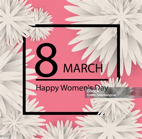 추상 꽃 인사말 카드입니다 행복 한 여자의 하루입니다 벡터 일러스트입니다 International Womens Day에 대한 스톡 벡터 아트 및 기타 이미지