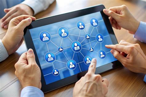 Interactive Social Network Exploring Connectivity On Touchscreen Tablet