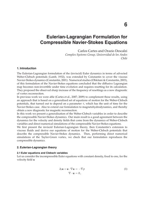 Pdf Eulerian Lagrangian Formulation For Compressible Navier Stokes Equations