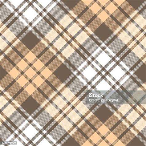 갈색 노란색 흰색의 격자 무늬 패턴 스카프 플란넬 셔츠 담요 던지기 또는 기타 현대적인 가을 겨울 패브릭 디자인을위한 원활한 대각선 체크 격자 무늬 그래픽 0명에 대한 스톡