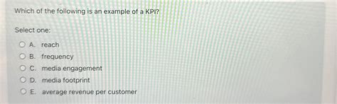 solved which of the following is an example of a kpiselect
