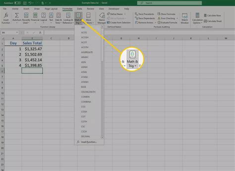Excel SUM And OFFSET Formula