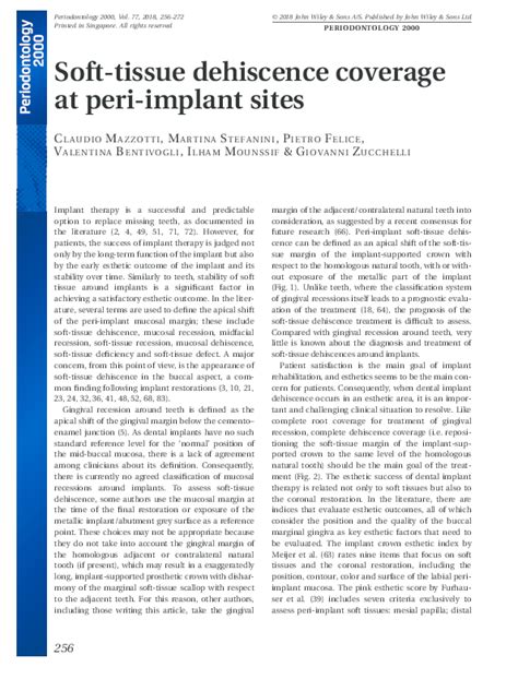 Pdf Soft Tissue Dehiscence Coverage At Peri Implant Sites